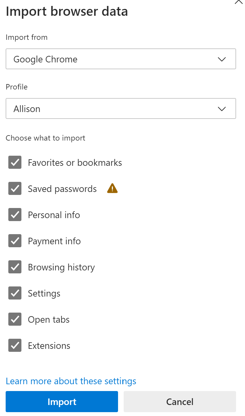 Transferring Chrome data to Microsoft Edge – Wesleyan School