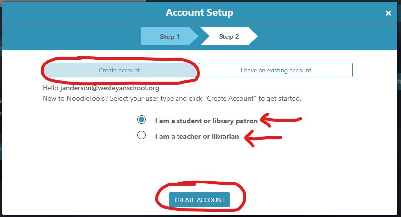 Logging into NoodleTools – Wesleyan School